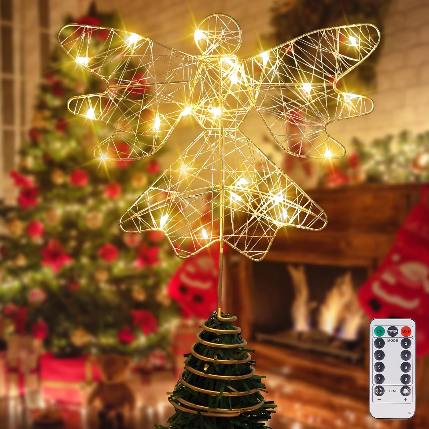Amazon.com: AUMAYCO Christmas Tree Topper Angel with Warm White LED ...