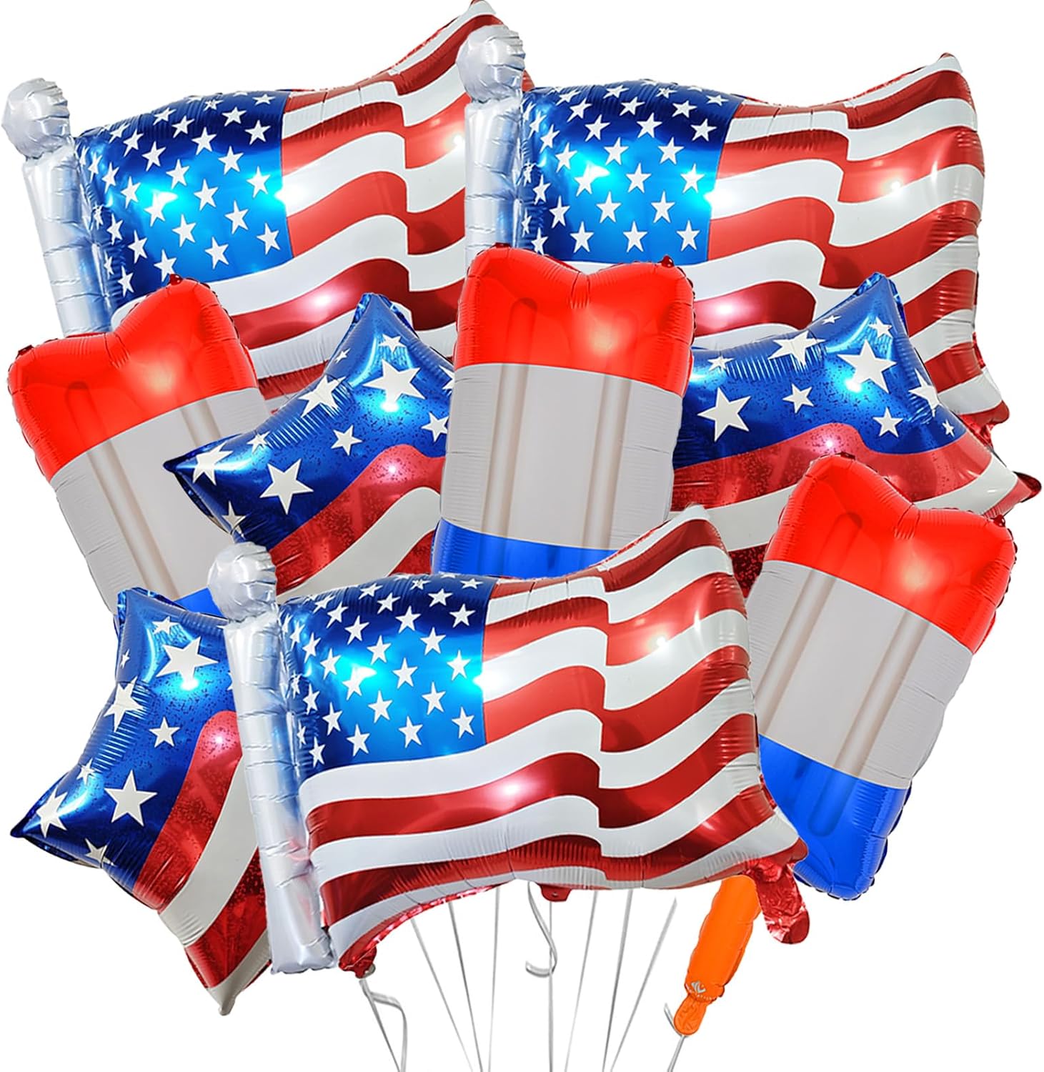 Amazon.com: 9Pcs Patriotic Independence Day Balloons American Flag ...