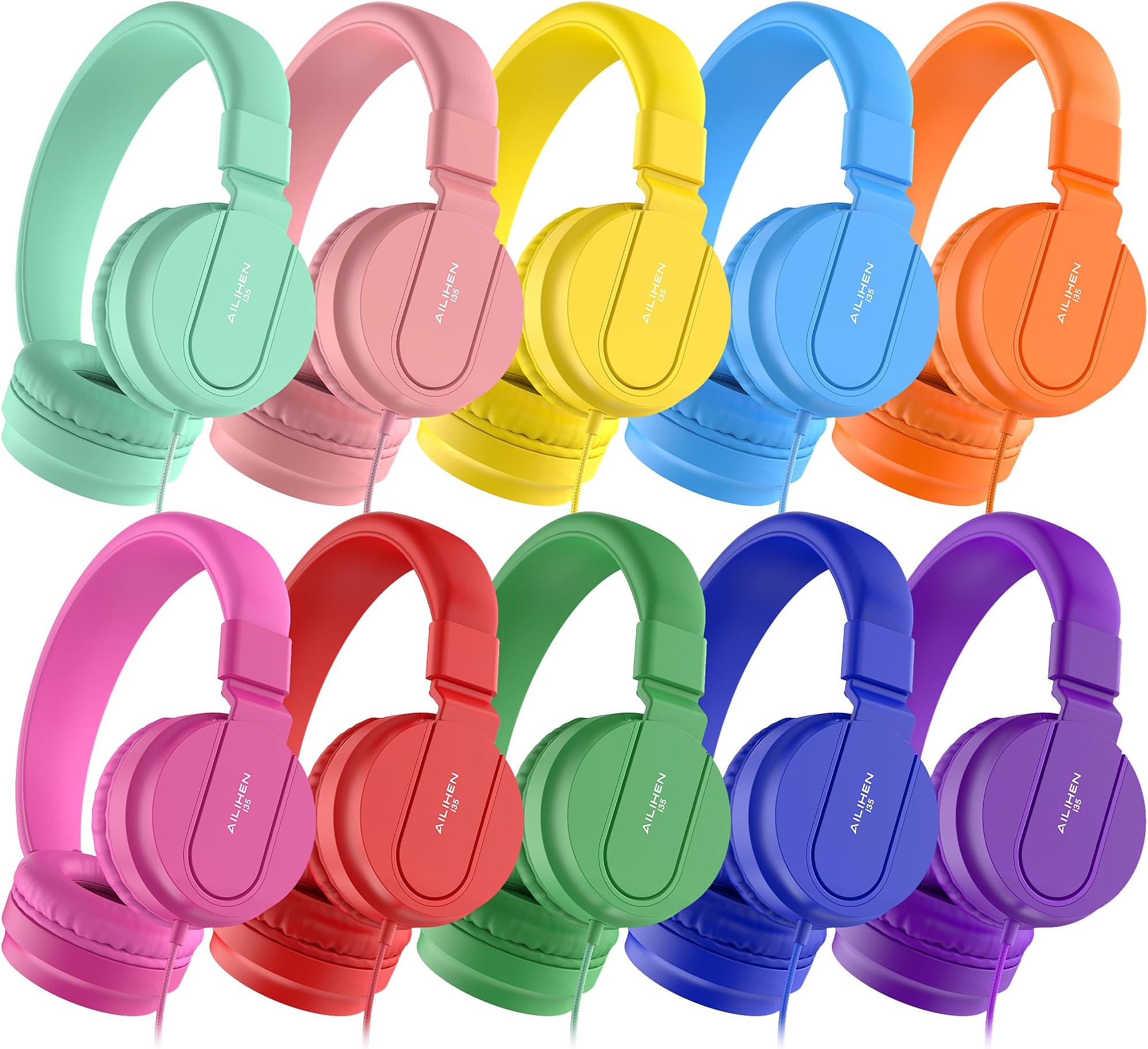 Amazon.com: A+ Scholars Kids Headphones Bulk 5-Pack for K-12 School ...