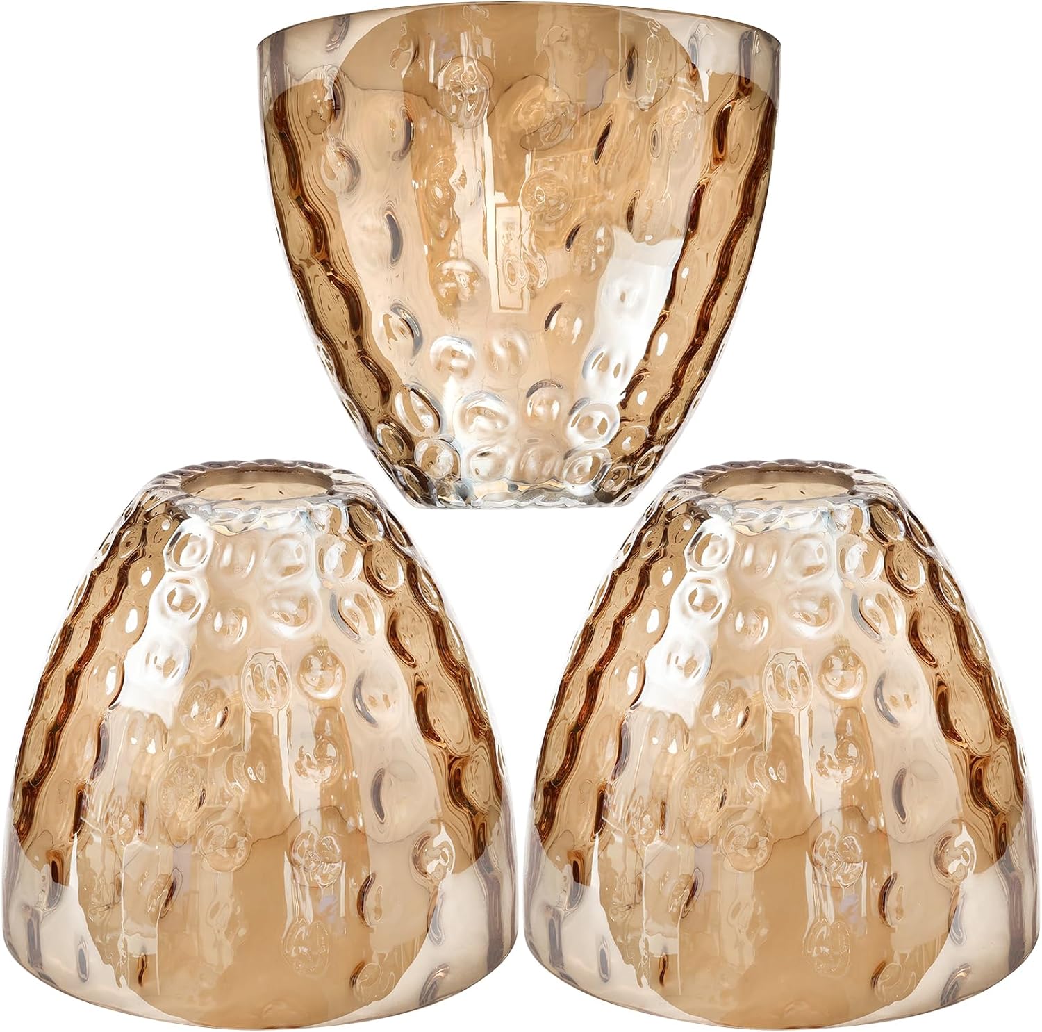 GoldSwift 3 Pack Amber Hammered Bell Shade Glass Lamp Shade Replacement ...