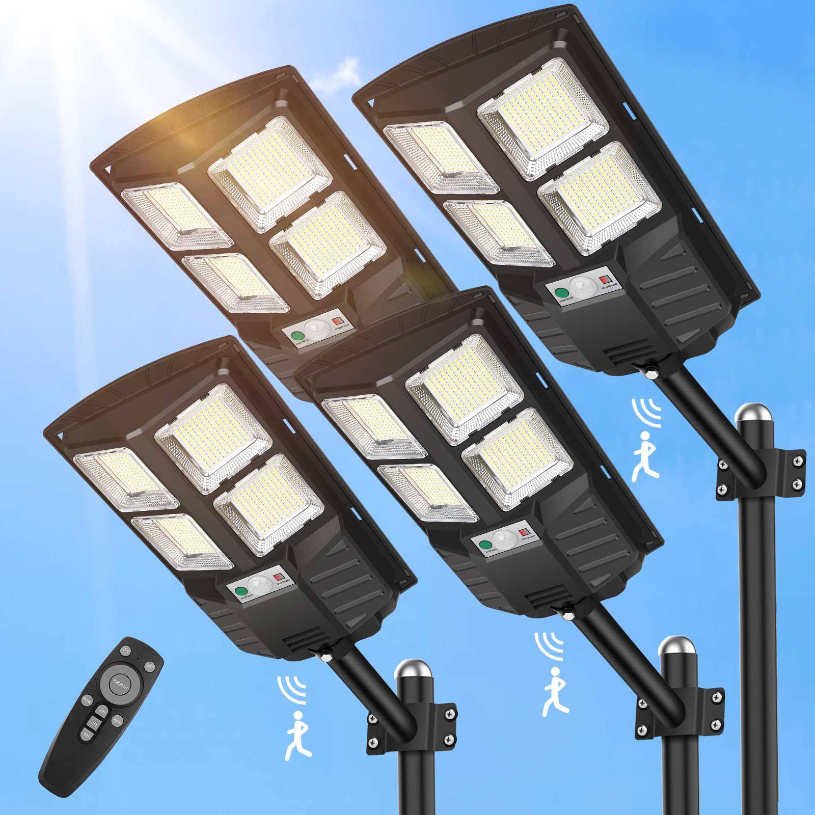 Snapklik.com : 4 Pack Solar Street Lights Outdoor Motion Sensor, Dusk ...