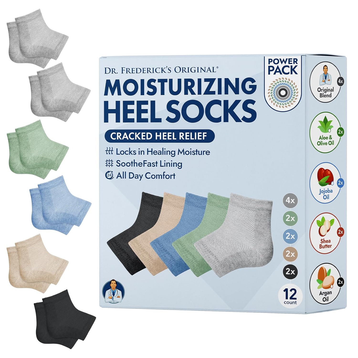 Amazon.com : Dr. Frederick's Original Moisturizing Heel Socks for ...