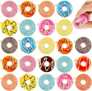 Amazon.com: Lewtemi 24 Pcs Donut Balls Stress Squeeze Rainbow Donut ...