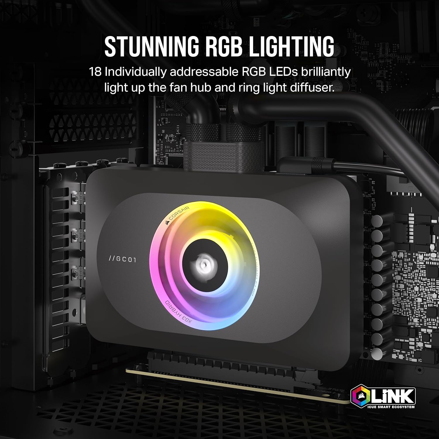 CORSAIR iCUE Link XG3 RGB – Bloque de agua híbrido para GPU, refrigeración híbrida personalizada ...