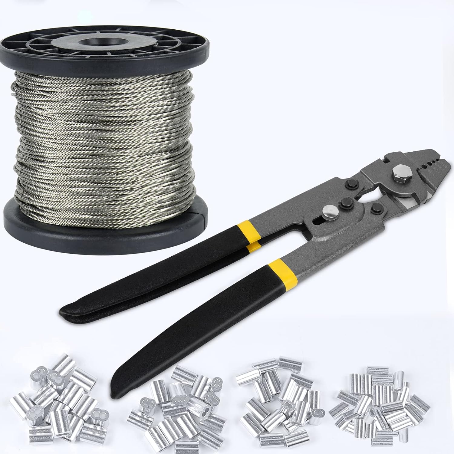 Amazon.com: 1/16 Wire Rope, 328FT Wire Cable with 120 Pcs Aluminum ...