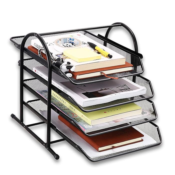 Buy MDHAND Desk Organizer with 4 Sliding Trays, Mesh Office File ...