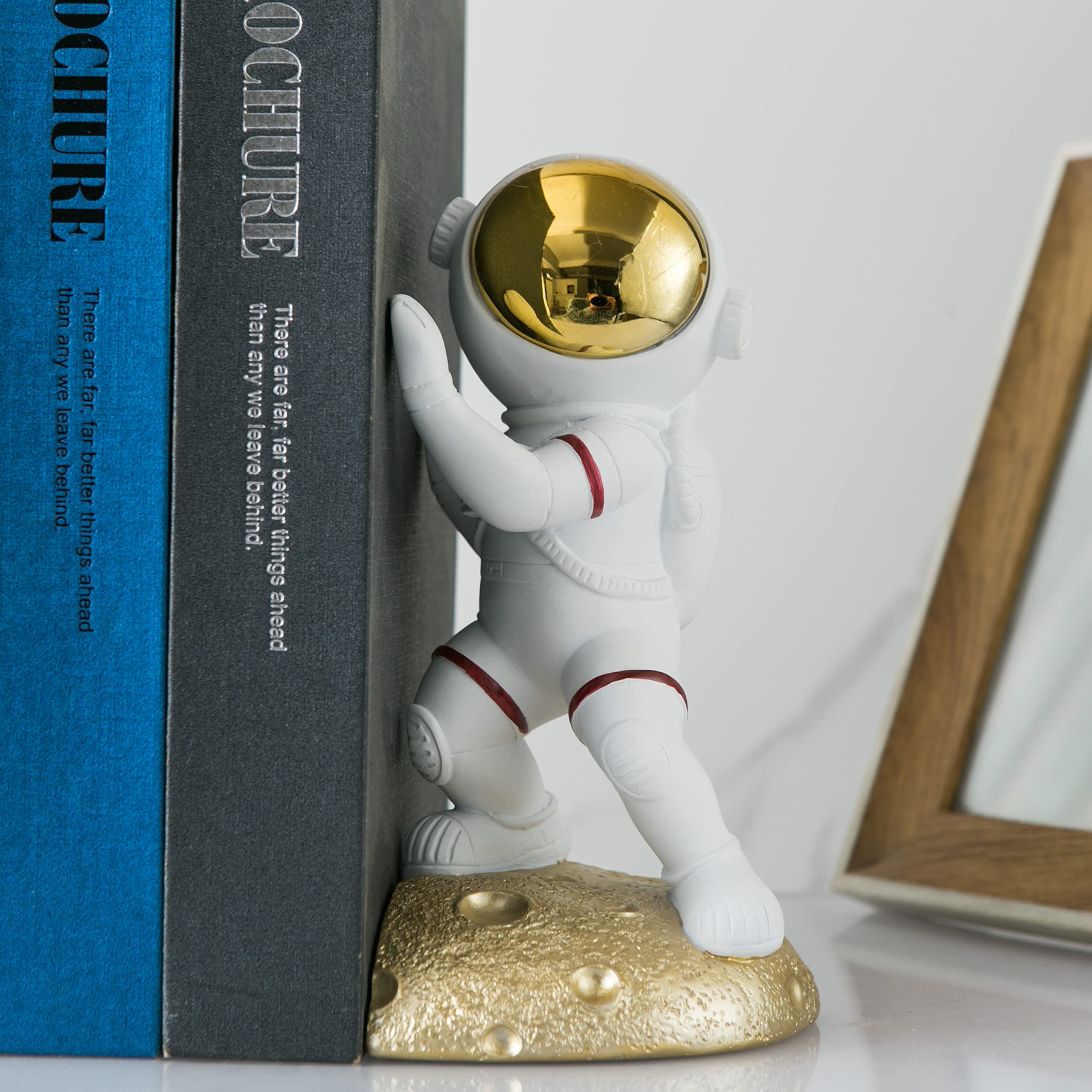 Banllis Space Theme Bookends for Shelves, Astronaut Moon Book Ends for ...