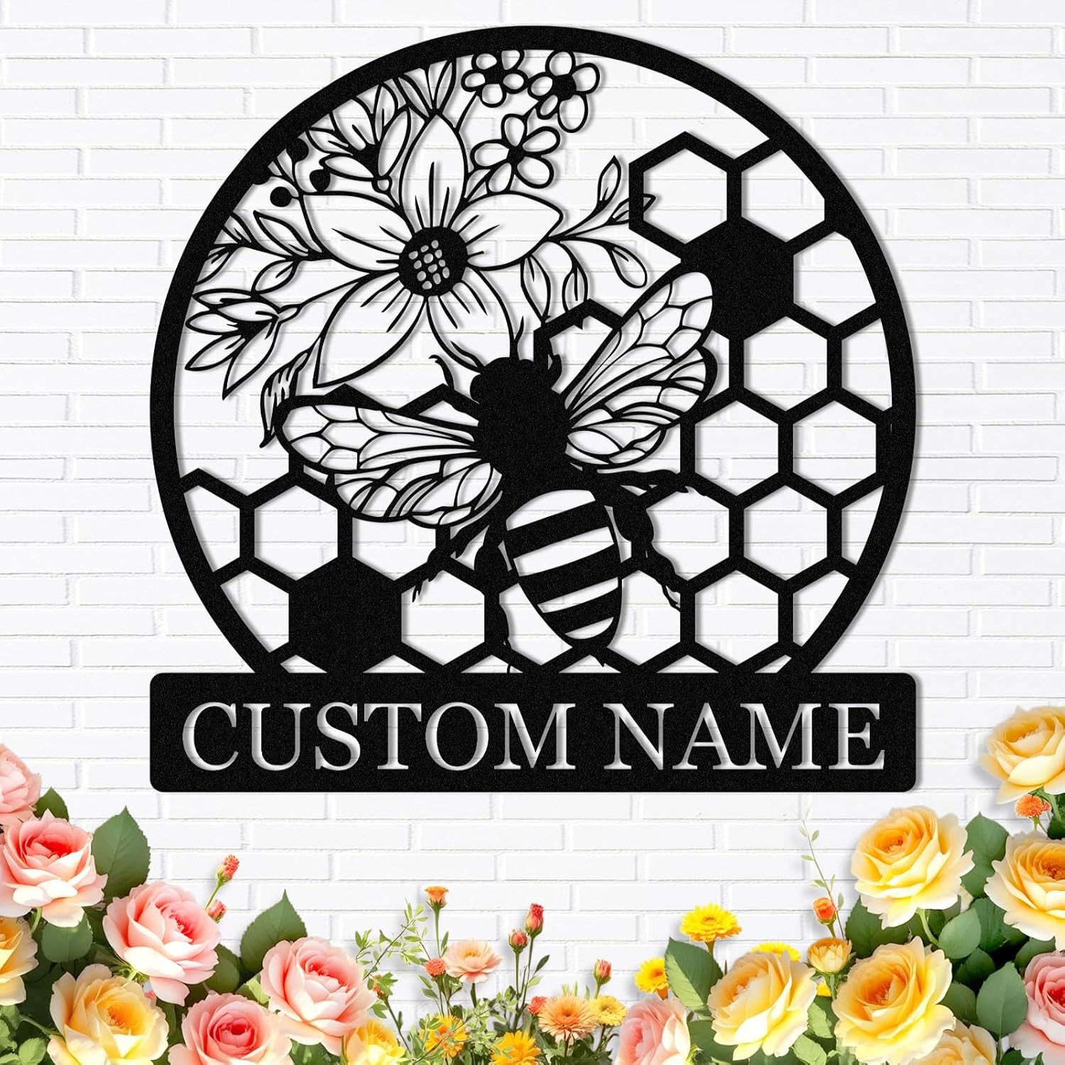 Dyoart Custom Honey Bee Metal Sign | Personalized Metal Bee Wall Art ...