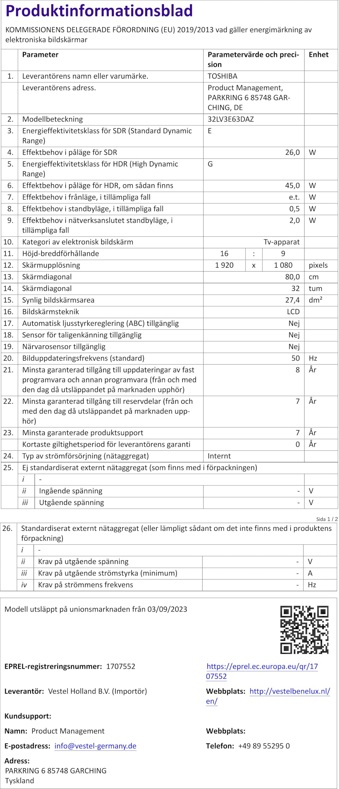 Energieffektivitet Produktblad
