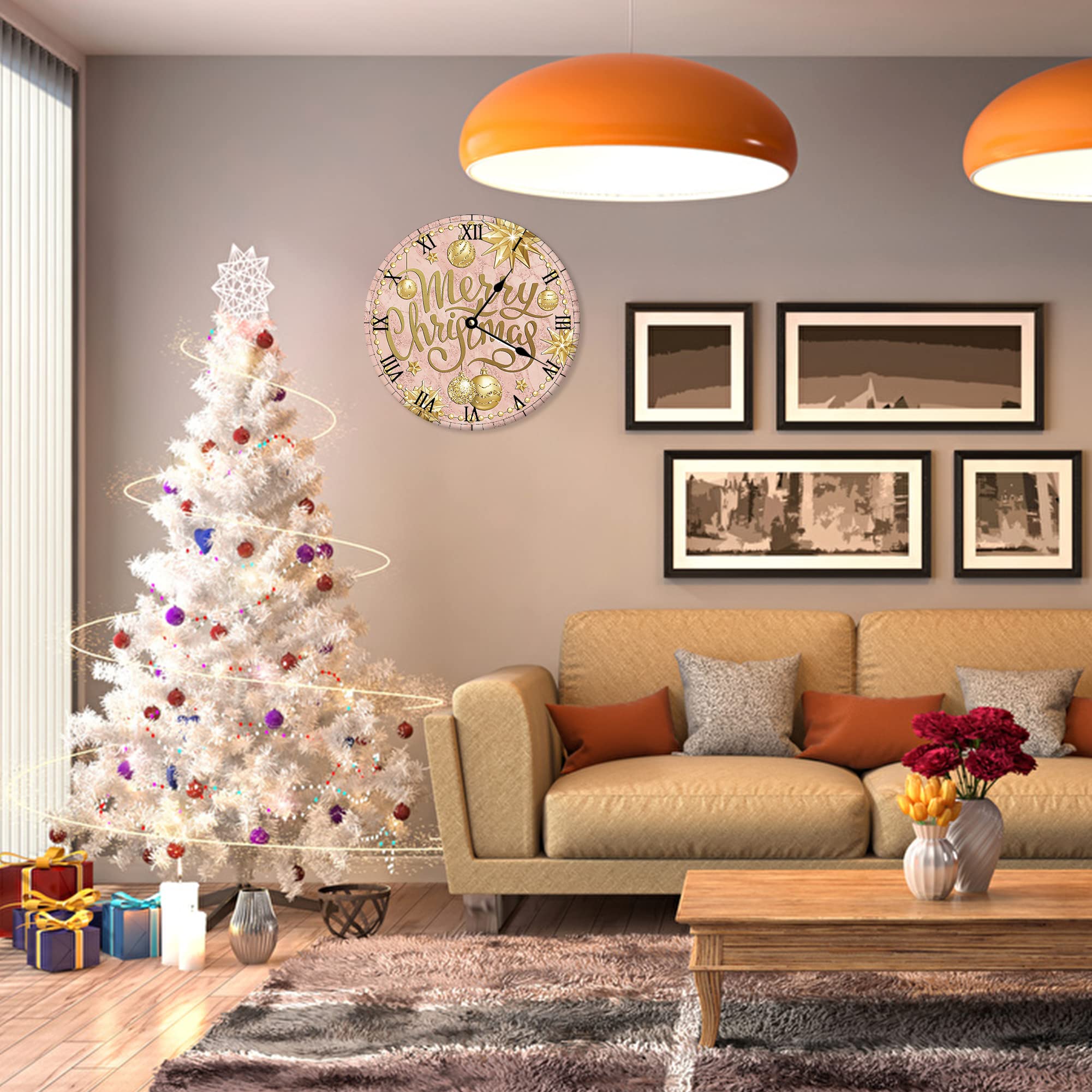 Snapklik.com : Merry Christmas Clock 10 Inch Rose Gold Wall Clock ...
