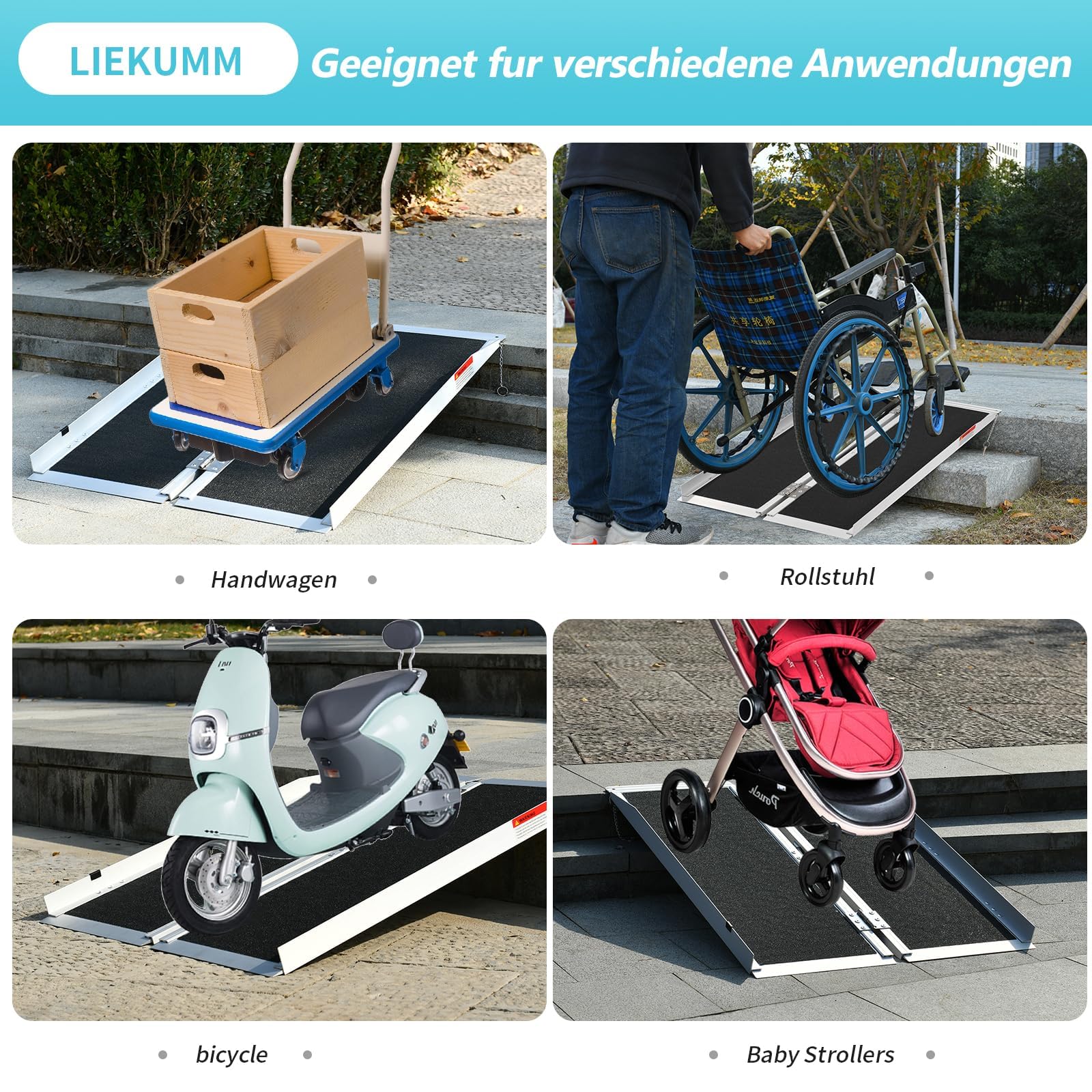 Snapklik.com : Wheelchair Ramps, 6FT Portable Wheelchair Ramp, Double ...