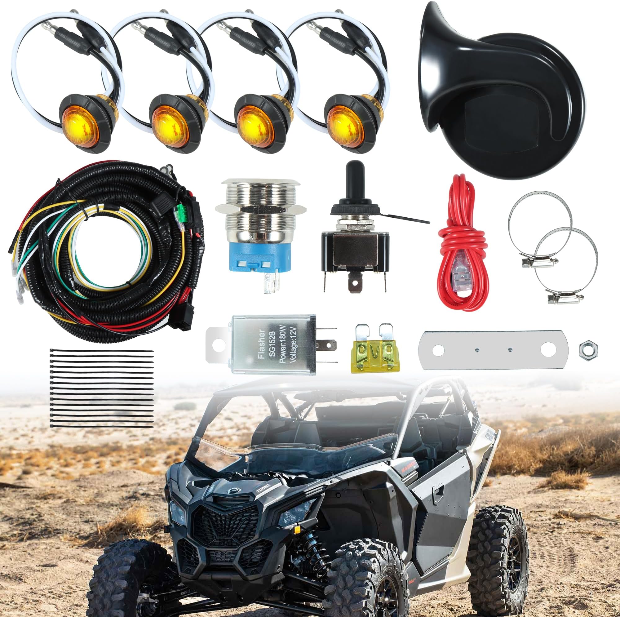 Amazon.com: Universal UTV Turn Signal Kit with Amber LED Blinker Wide ...