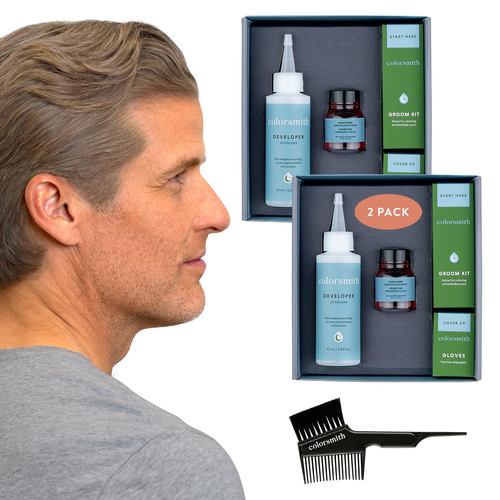 Colorsmith Hair and Beard Colour for Full Grey Coverage 2 pack, Ammonia ...