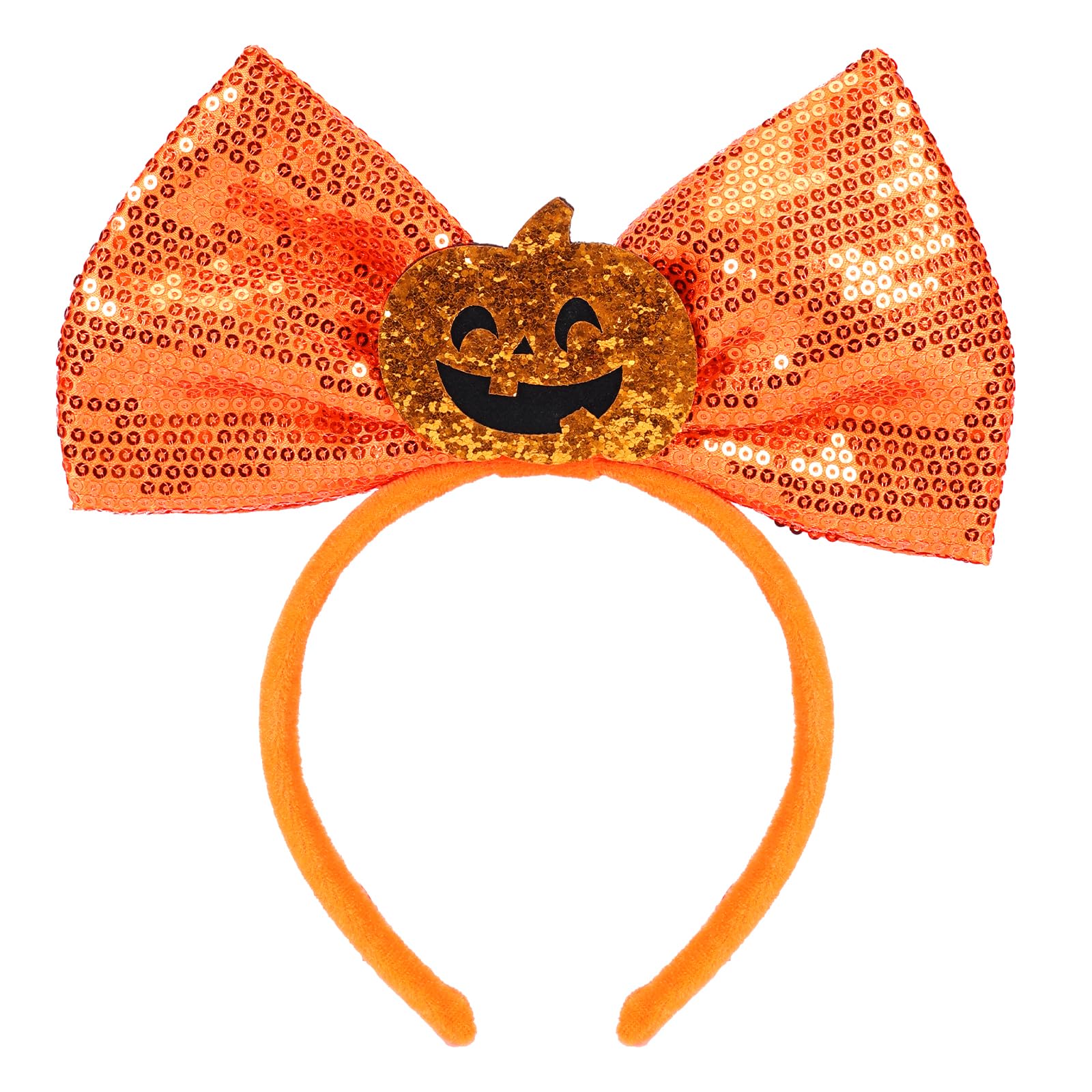 Amazon.com : Ramofi Pumpkin Headband Halloween Glitter Bow Hairbands ...