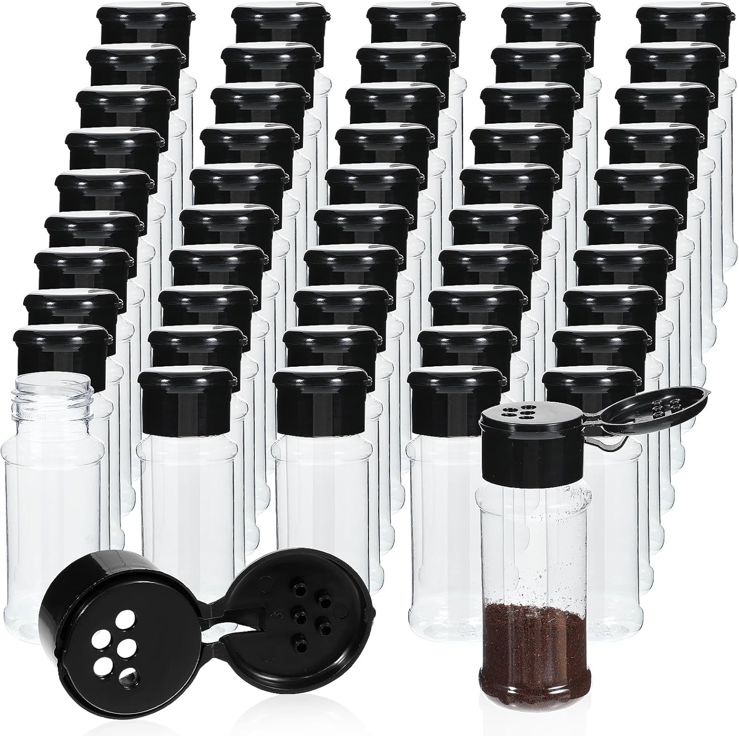 Amazon.com: 50 Pcs Plastic Spice Jars with Shaker Lids Spice Containers Plastic Spice Bottles ...