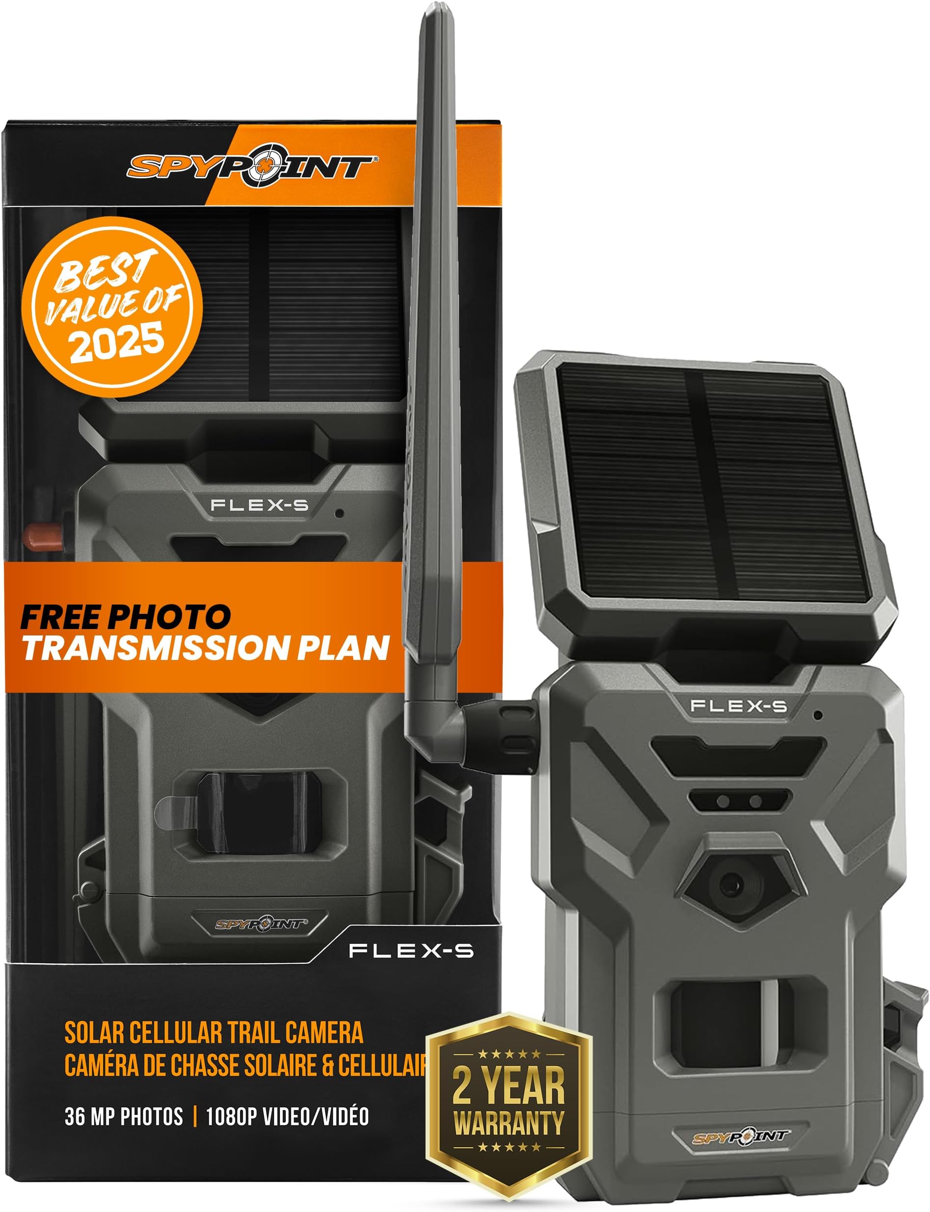 Amazon.com: SPYPOINT FLEX-S Solar Outdoor Cellular Trail Camera ...