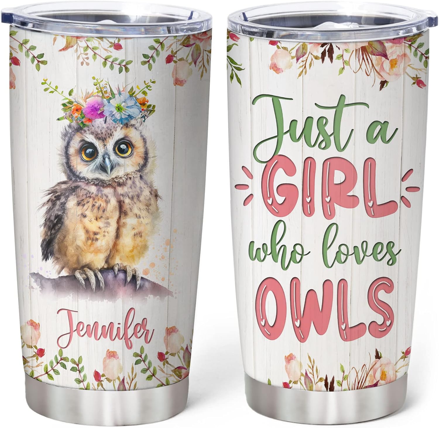 Amazon.com: Hyturtle Personalized Owl Lovers Tumbler - Just A Girl Who ...