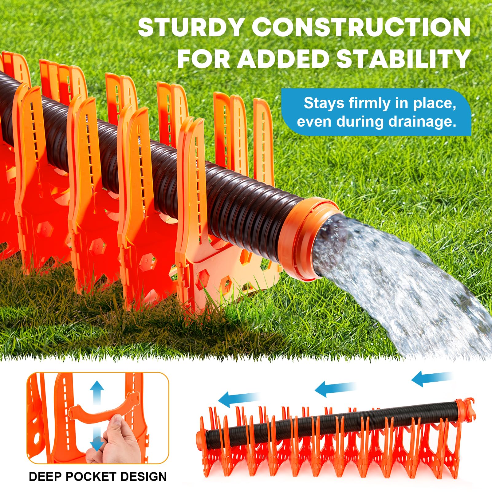 Pocket Hose RV Sewer Hose Support,Heavy-Duty With Height Adjustable For ...