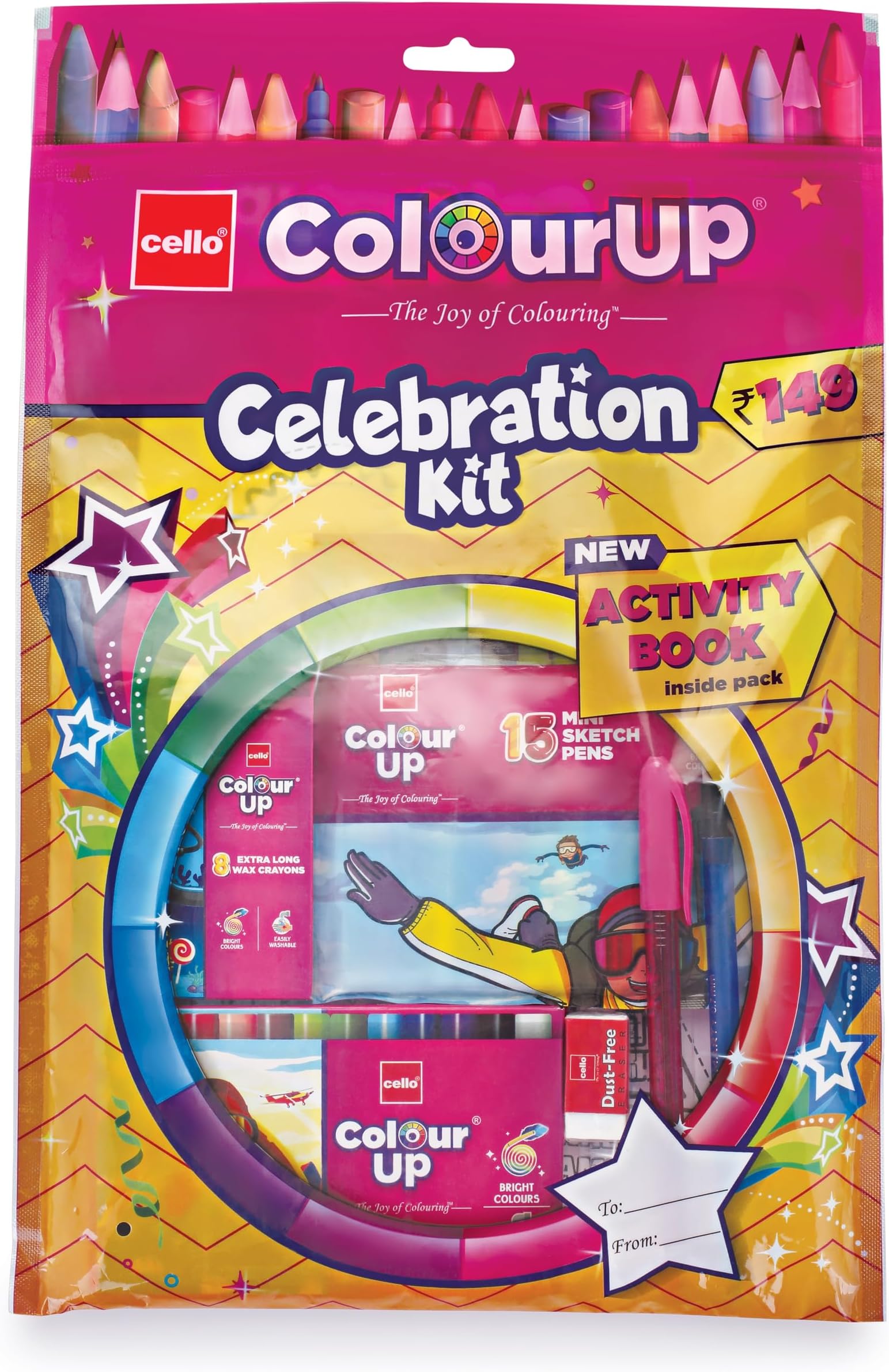 Cello ColourUp Celebration Kit | Colouring Kit includes Crayons, Sketch ...