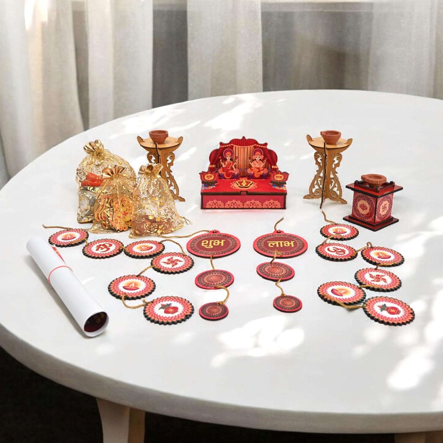 Amazon.com: GKD Pooja Decorations All-in-One Kit – 9 Pooja Decor Items ...