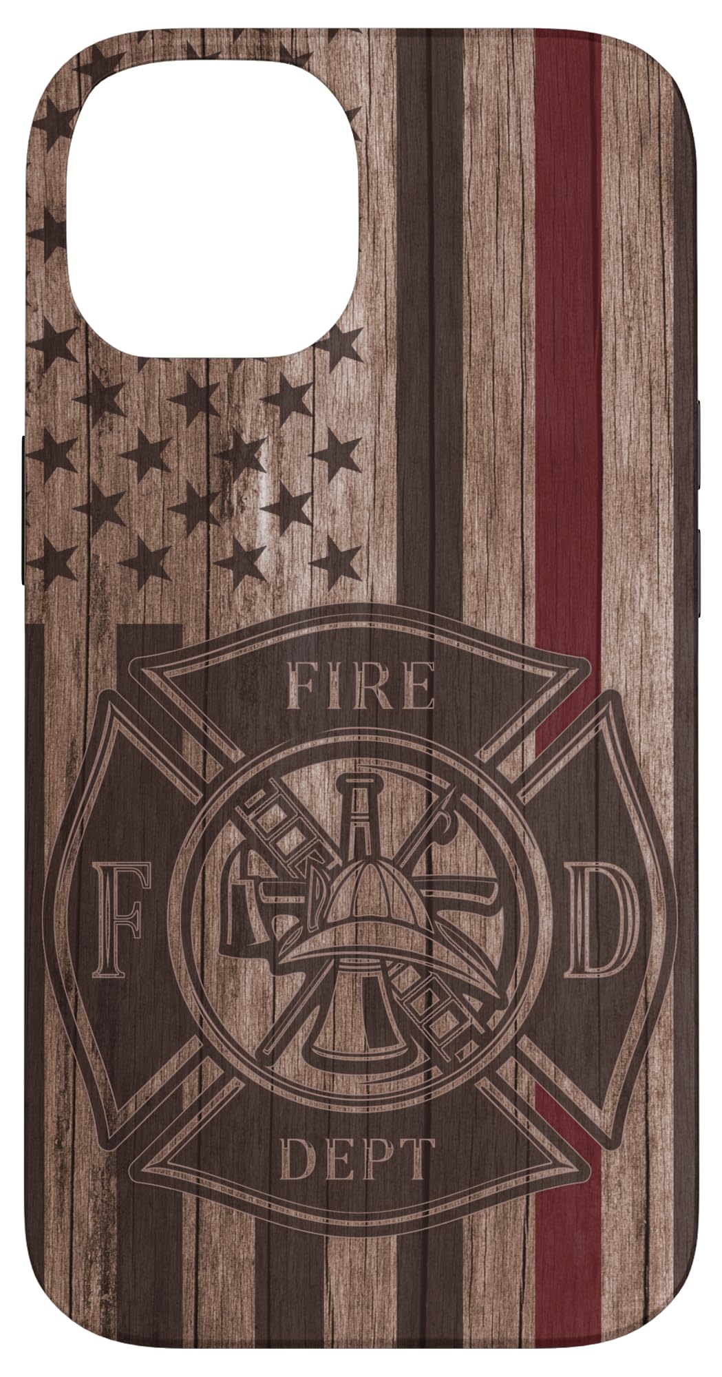 Amazon.com: iPhone 14 Wood Fireman American Flag Thin Red Line US ...