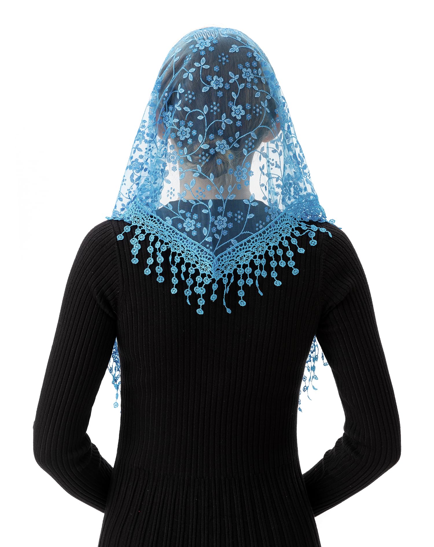 Snapklik.com : PAMOR Triangle Lace Veil Mantilla Cathedral Head ...