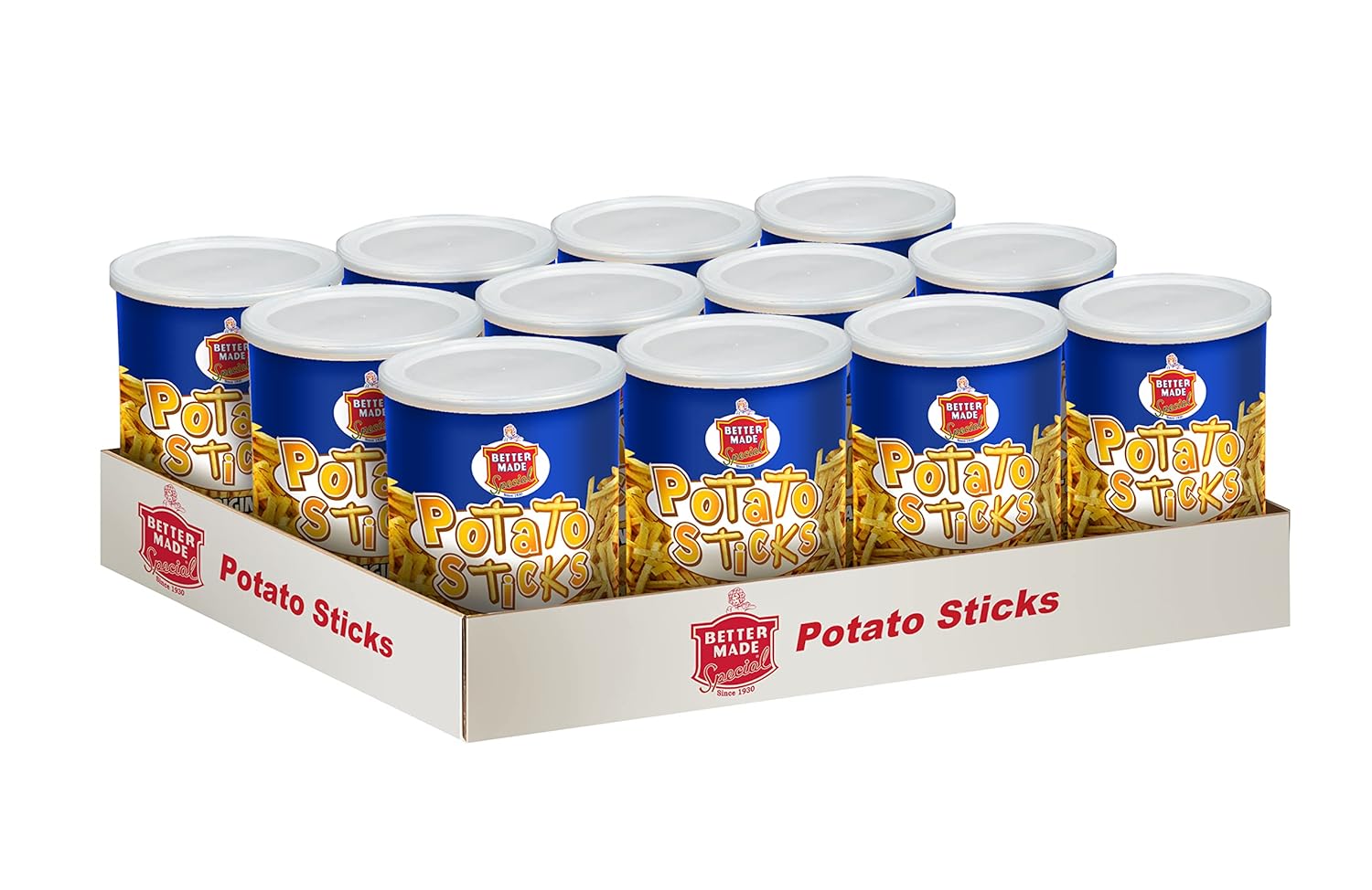 Amazon.com: Better Made Potato Sticks 5oz Canister - (Original, 12 Can ...
