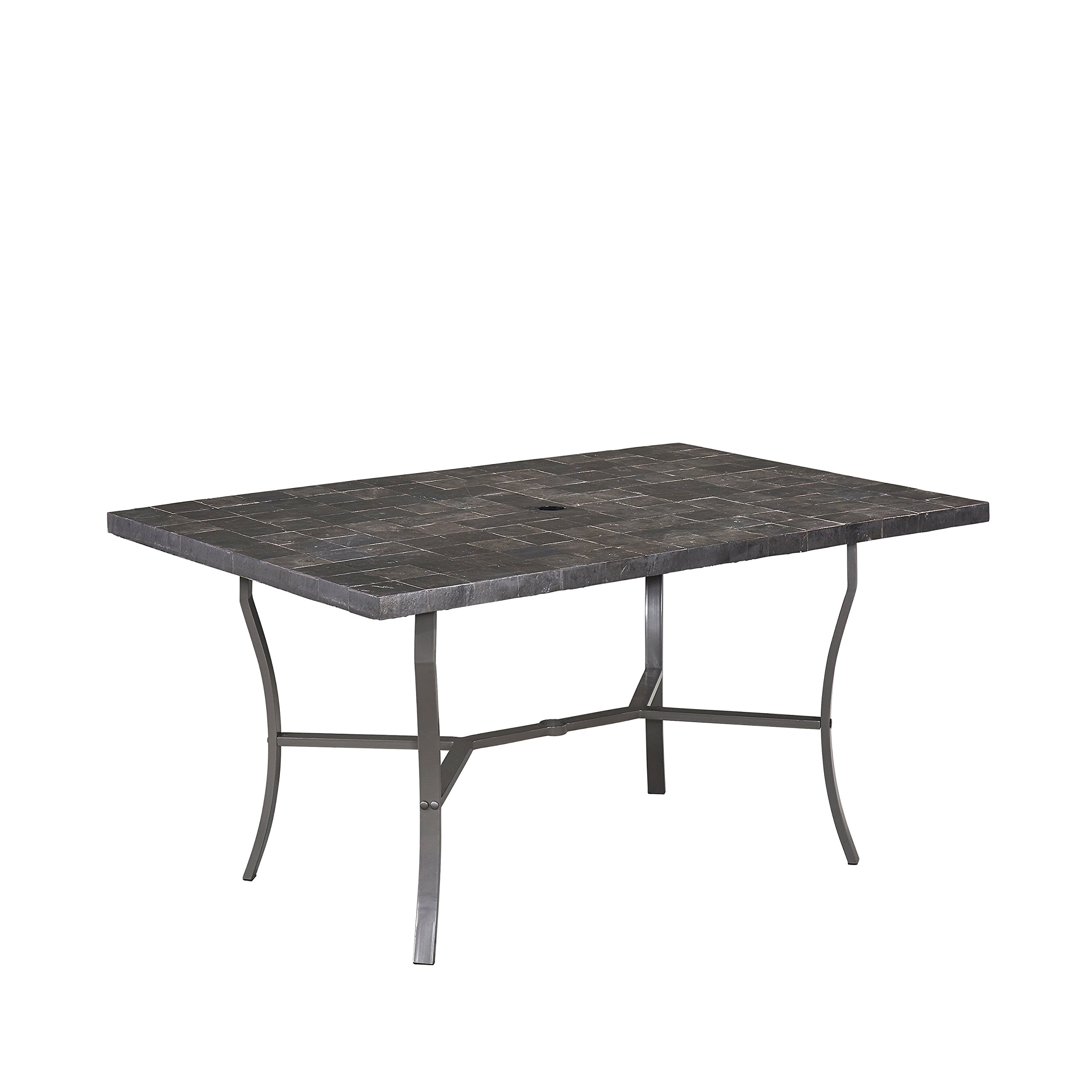 Stone Veneer Gray Slate Tile Top Outdoor Dining Table By | Desertcart INDIA