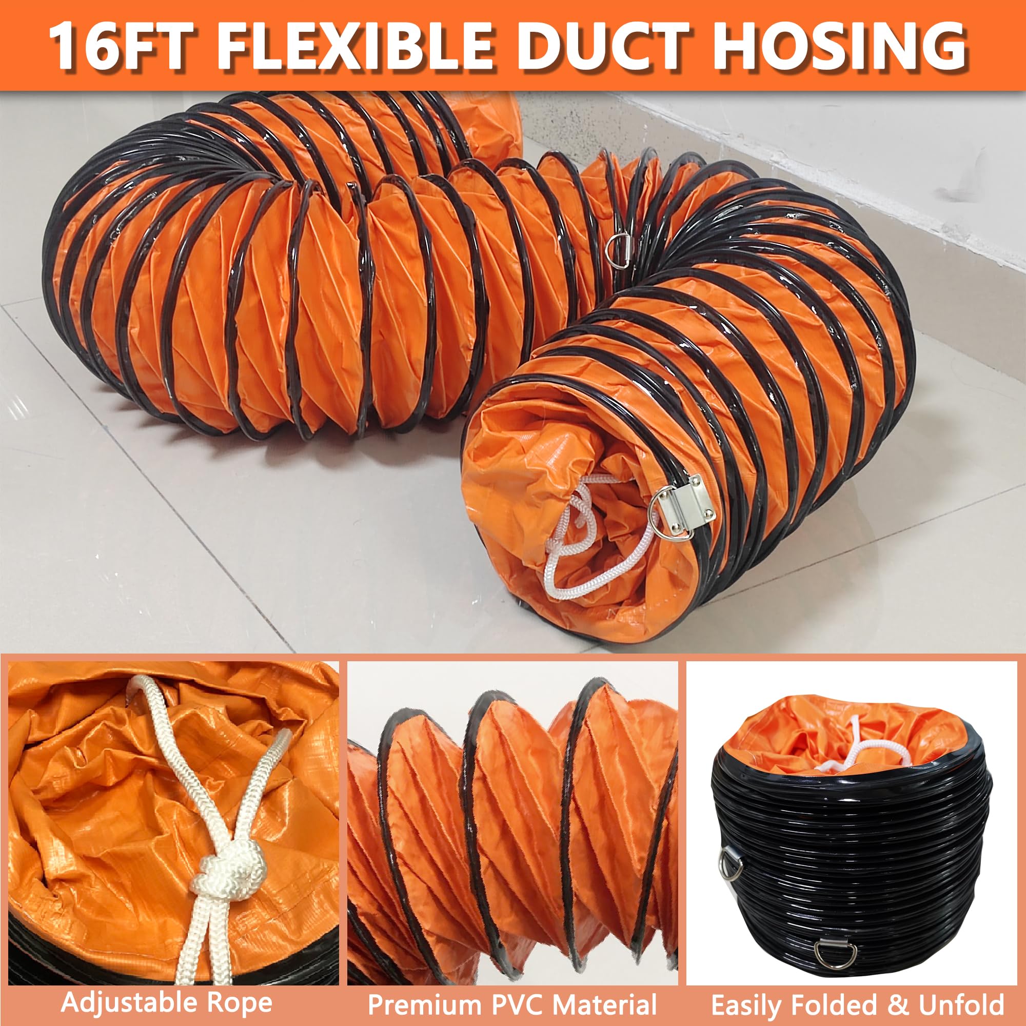 Snapklik.com : 16FT Ducting Hose 12 Inch PVC Flexible Duct Hosing