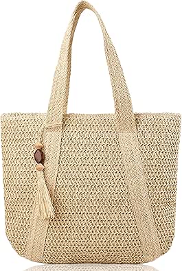 Amazon.com: Straw Beach Bag For Women Vacation | Large Straw Purses ...