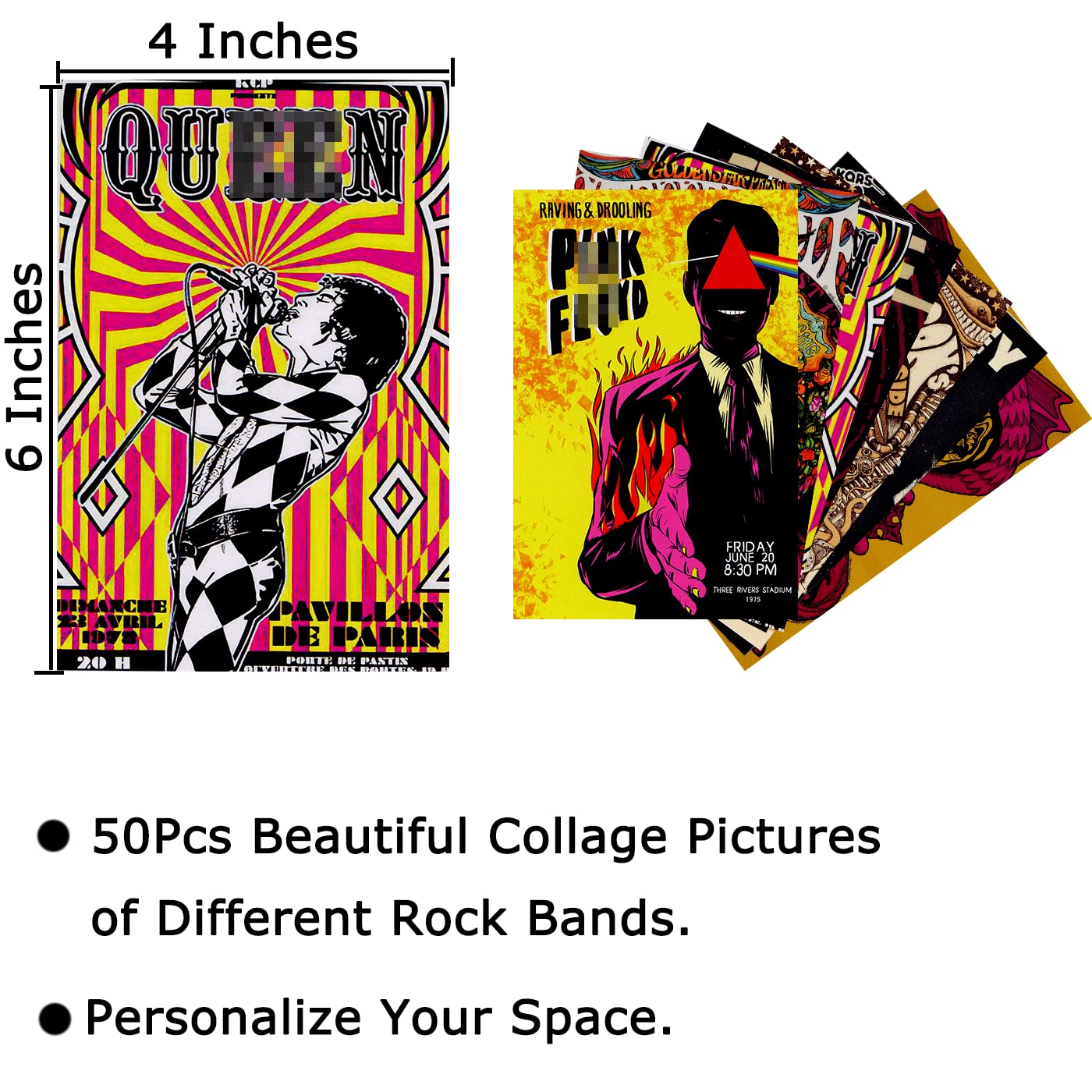 50PCS Vintage Rock Wall Collage Kit ,Retro Music Room Wall Bedroom ...