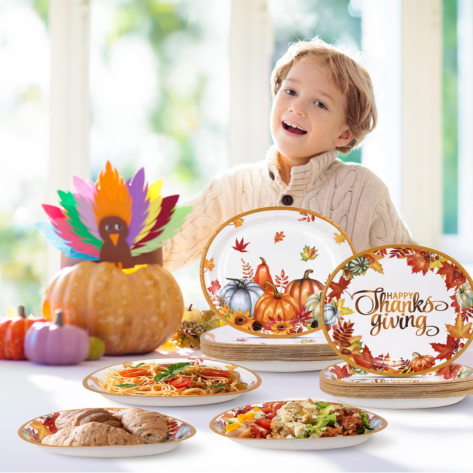 Snapklik.com : 50PCS Thanksgiving Oval Paper Plates -10" X 12" Heavy ...