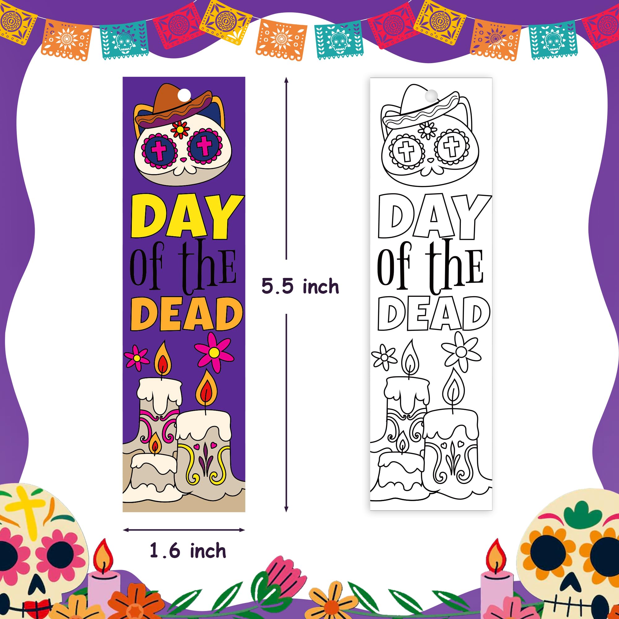 Snapklik.com : Day Of The Dead Color Your Own Bookmarks - 75Pcs Kids ...