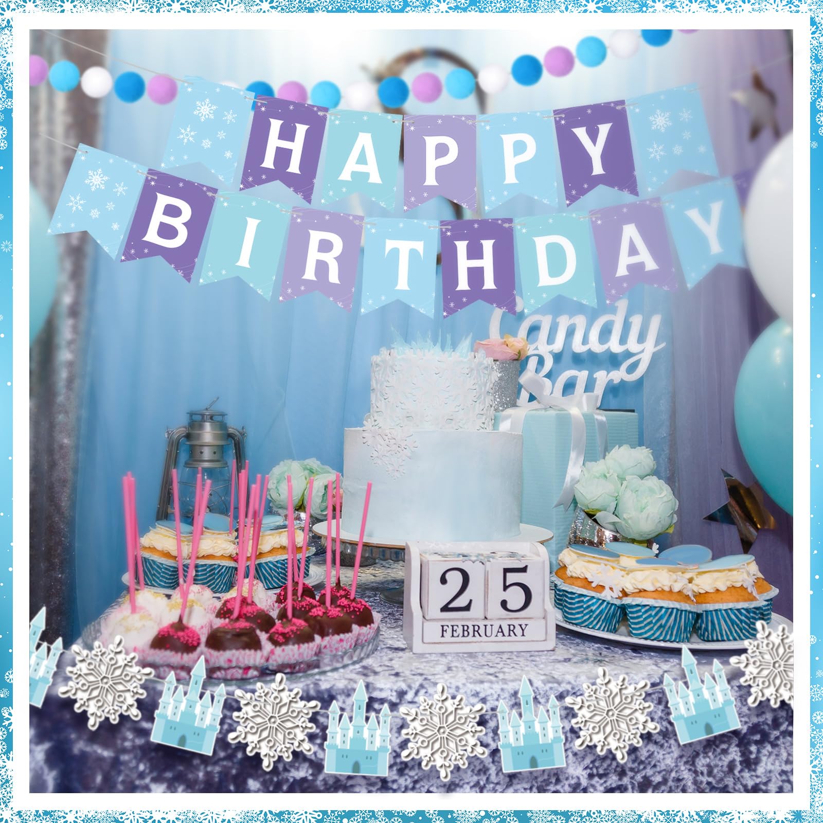 s Snowflake Happy Birthday Banner, Snow Fun To Be One, Winter ...