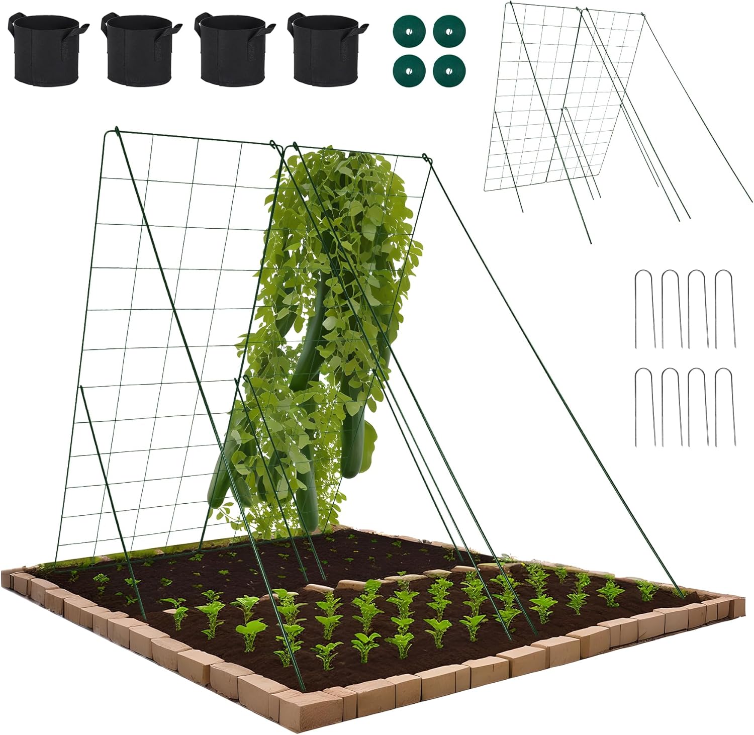Amazon.com : Toriexon Adjustable Vegetable Trellis 2 Pack, 48" L x 32 ...