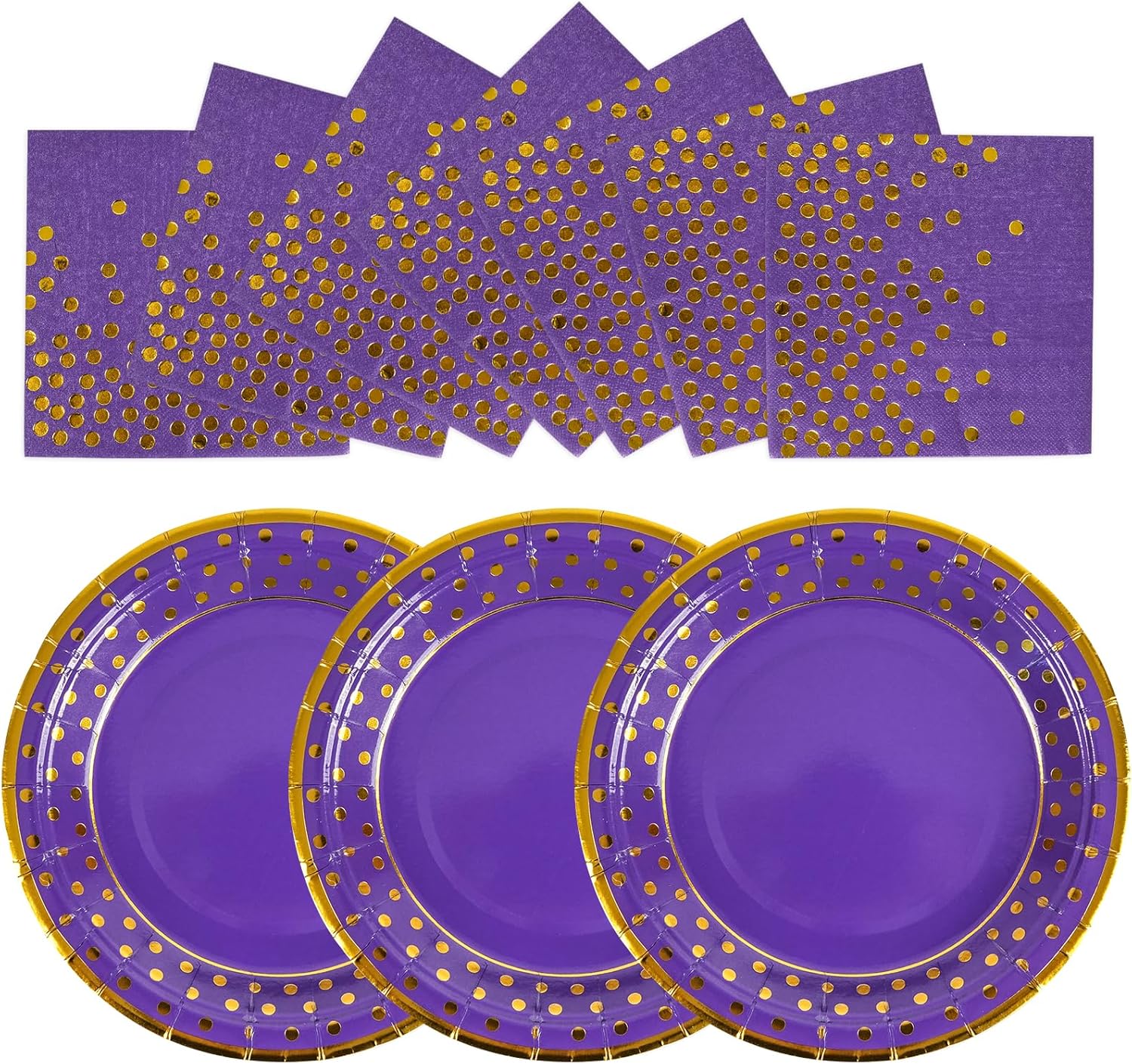 Amazon.com: LDFDRT 50 Pack Paper Plates and Napkins Purple gold 7inch ...