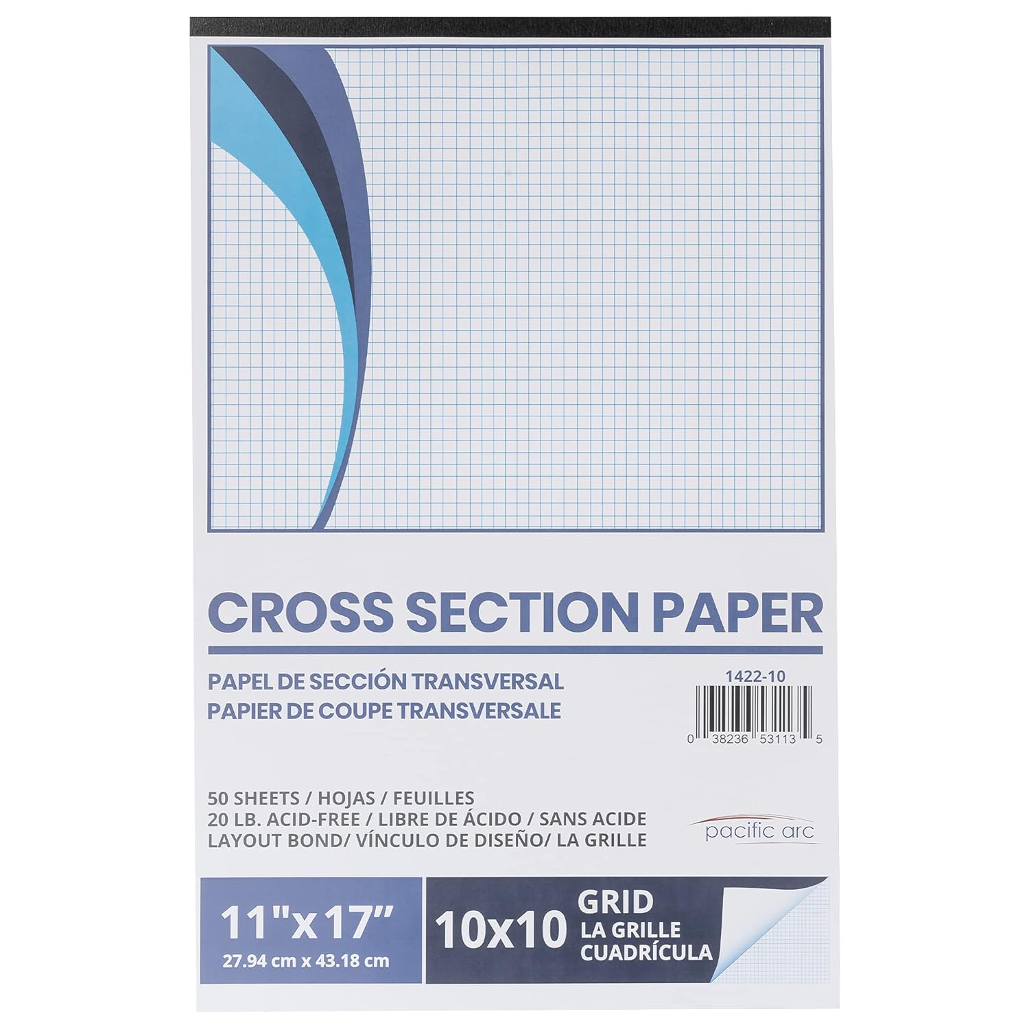 Pacific Arc Cross Section Paper Pad, 50 Sheets, 11 Inch x 17 Inch, 10 x ...