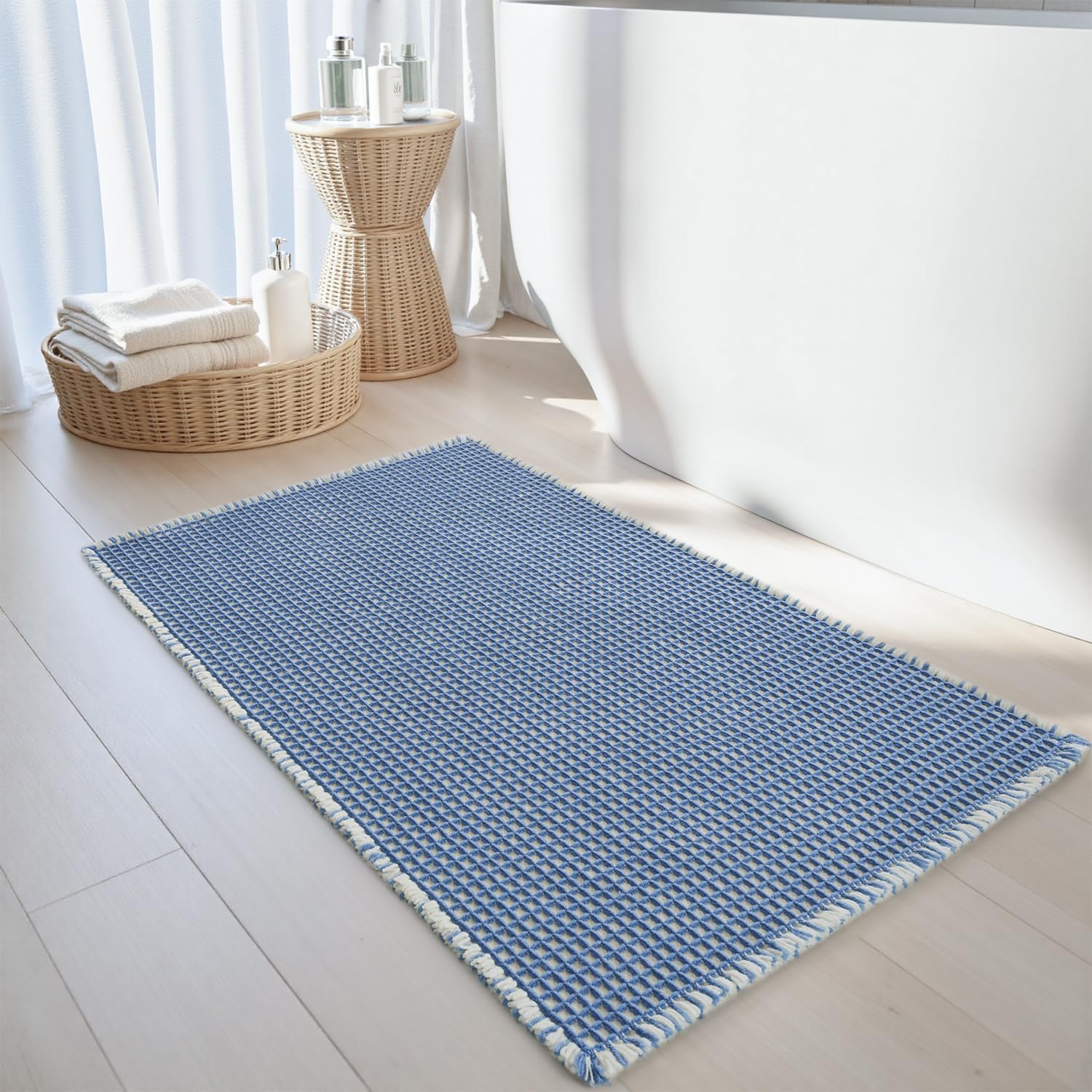 Ultra Soft Waffle Bath Mat, Super Absorbent Nonslip Washable Bath Mats ...