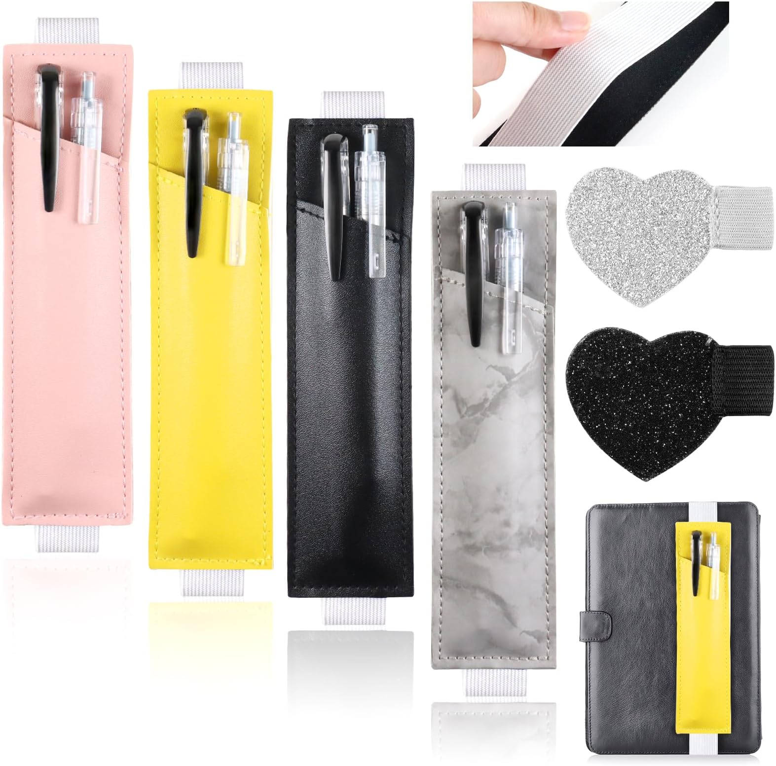 Amazon.com: PDCTACST 12PCS Pen Holder for Notebook,Adjustable Elastic ...