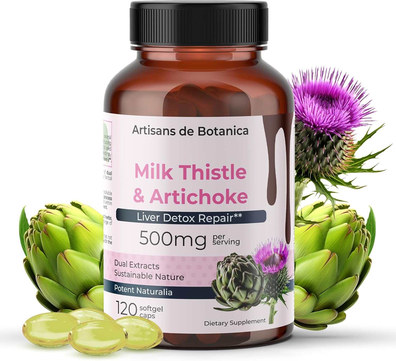 Amazon.com: Milk thistle & Artichoke dual-extracted 120 count softgel ...