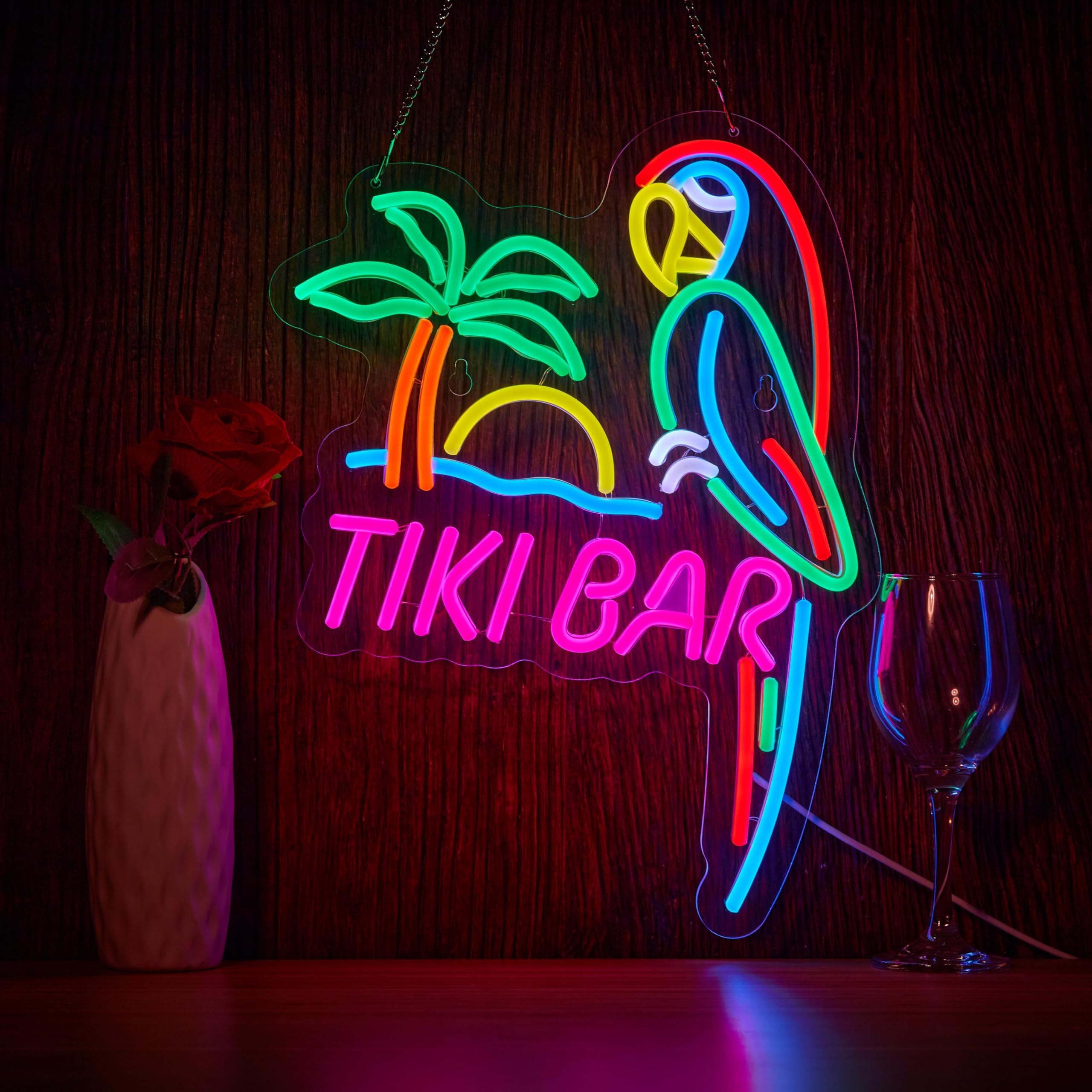 Amazon.com: Tiki Bar Welcome Sign Decorations Tiki Bar Hanging Door ...