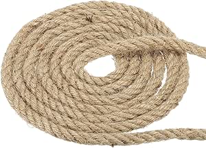 PATIKIL 1/2 Inch 14.8 Feet Jute Rope, Natural Manila Rope 4-Strand ...