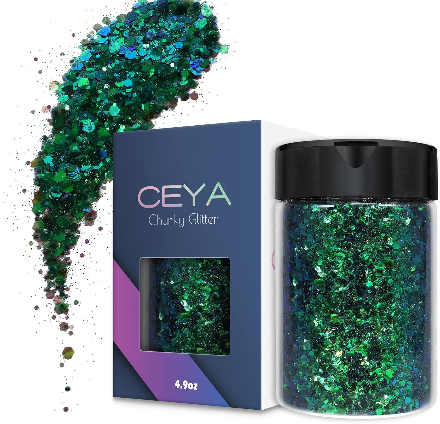 Amazon.com: Ceya Chunky Glitter, 4.9oz/ 140g Emerald Green Craft ...