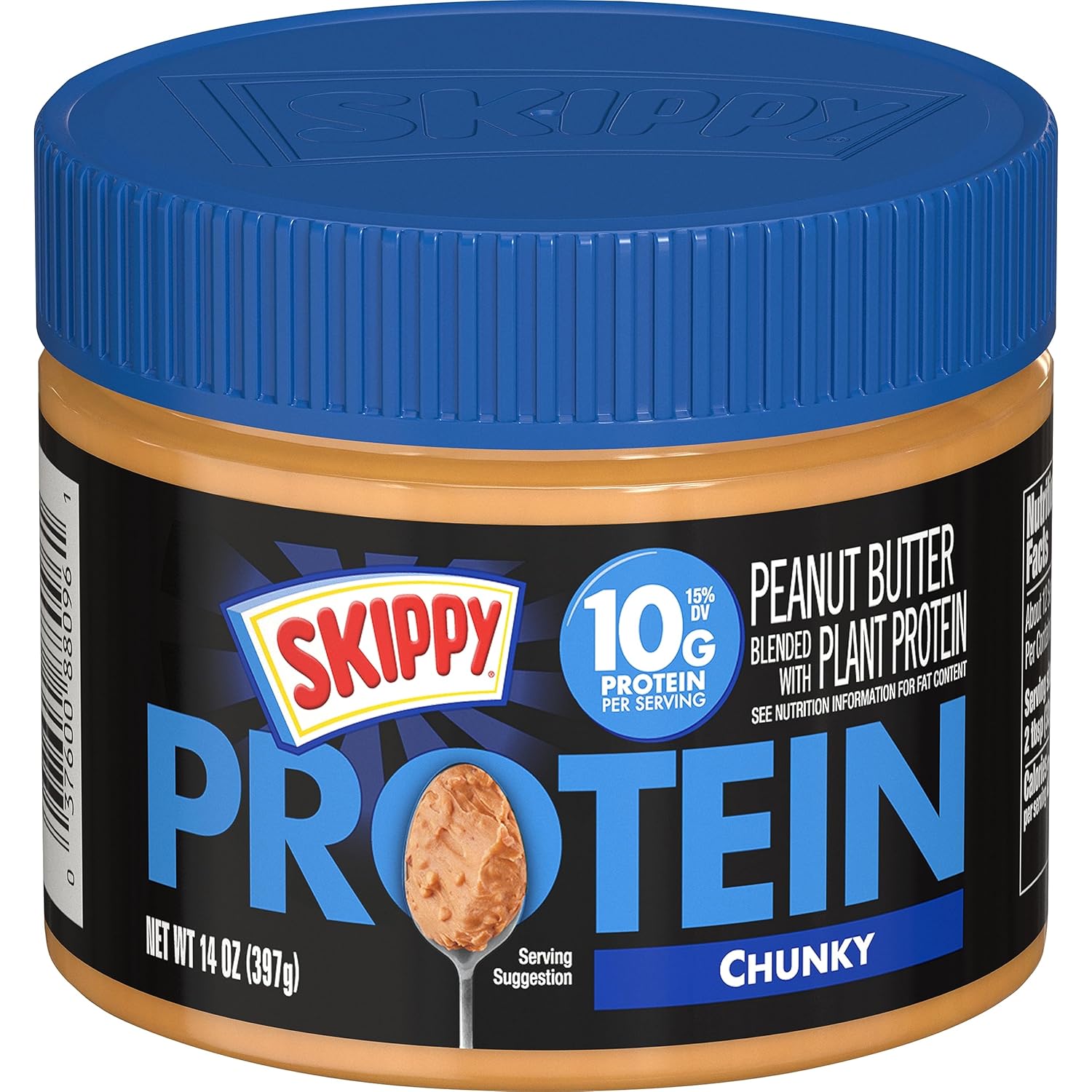 Amazon.com : SKIPPY Peanut Butter Blended with Plant Protein, Chunky ...
