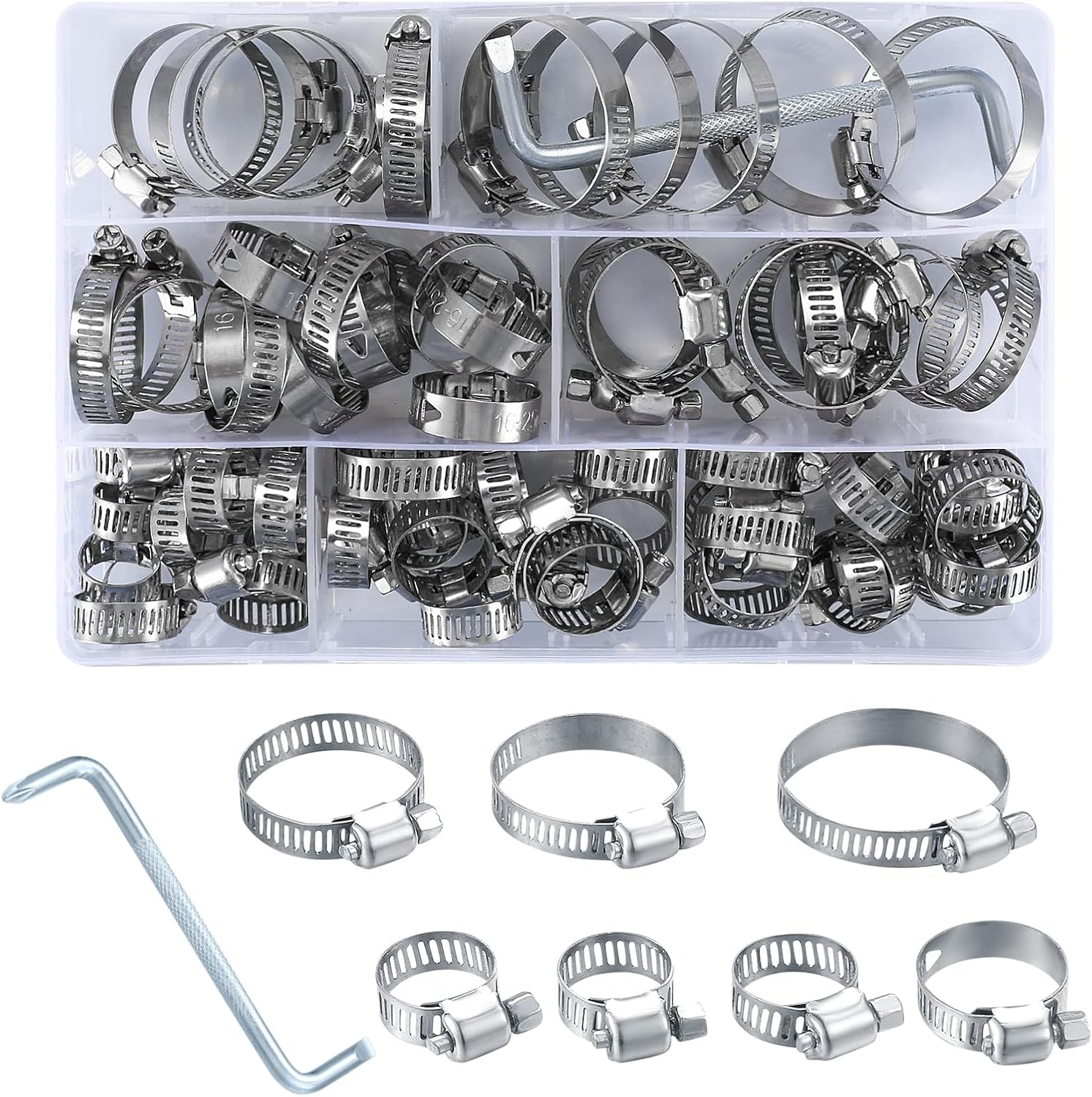 71 Pcs Hose Clips Adjustable, Stainless Steel Hose Clamps Assorted Kit ...