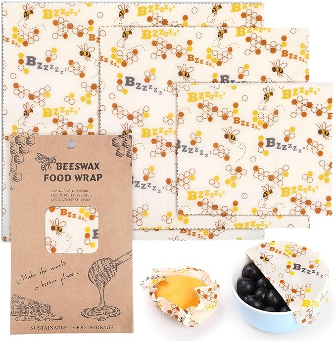 Amazon.com: GeeRic Organic Beeswax Wrap for Food, 3 Pcs Sustainable ...
