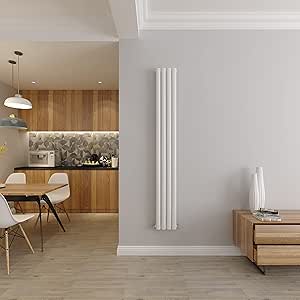 White Vertical Radiator Oval Single Panel Designer Tall Radiators ...
