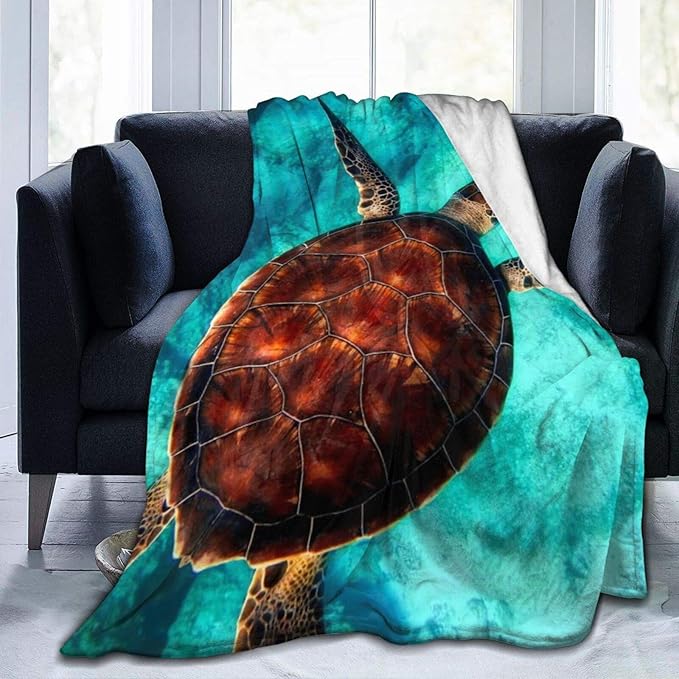 YISHOW Cute Sea Turtle Fleece Throw Blanket, Cozy Sherpa Plush Blankets ...