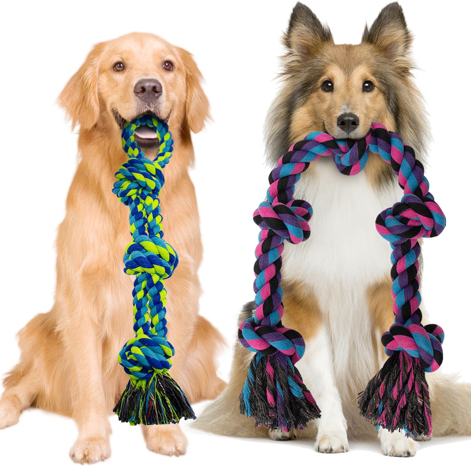 Pet Supplies : Heavy Duty Dog Rope Toys for Aggressive Chewers - 2 Pack ...