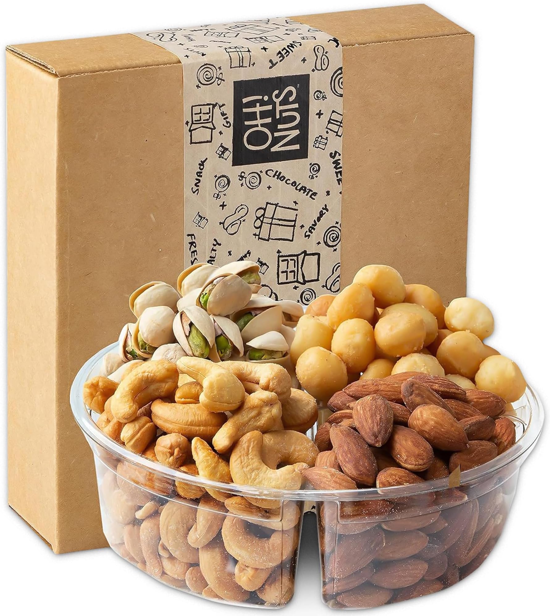 Amazon.com : 10 Section Nuts Gift Basket | Freshly Roasted Assorted ...